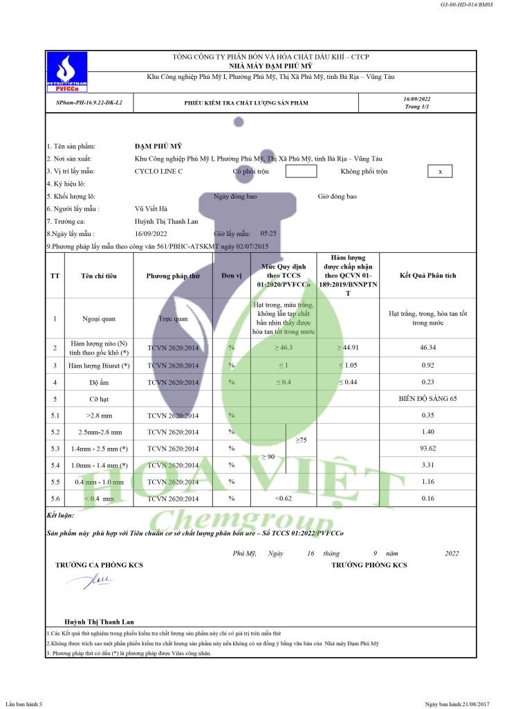 Ure Phú Mỹ 46% – CÔNG TY TNHH HOA VIỆT CHEMGROUP