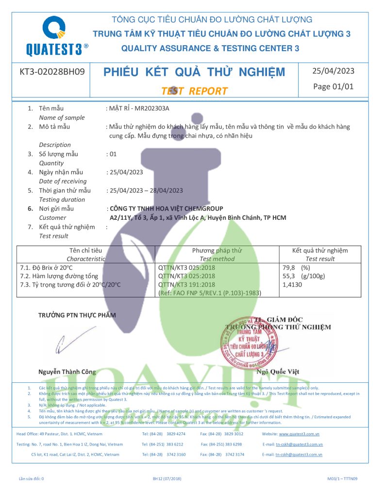 Mật rỉ đường – CÔNG TY TNHH HOA VIỆT CHEMGROUP